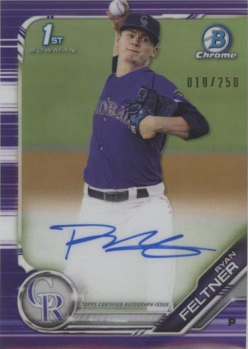 2019 Bowman Chrome - Prospects Autographs Ryan Feltner #CPA-RF Purple ...