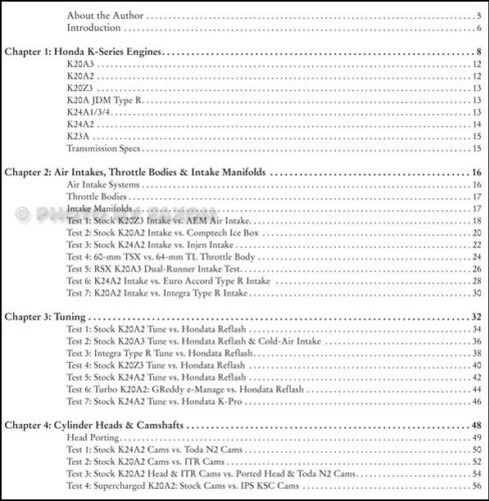 Honda Civic Si Engine Performance Book 2002 2003 2004 2005 2006 2.0 ...