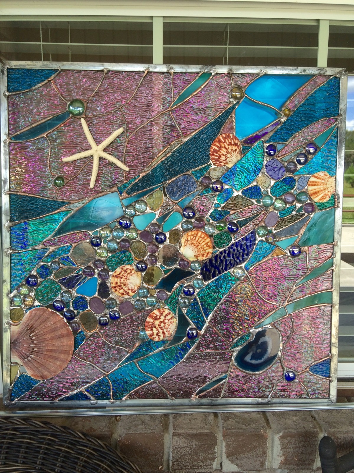 Stained Glass Window Tropical Starfish Sea Shell Beach Suncatcher Sail ...