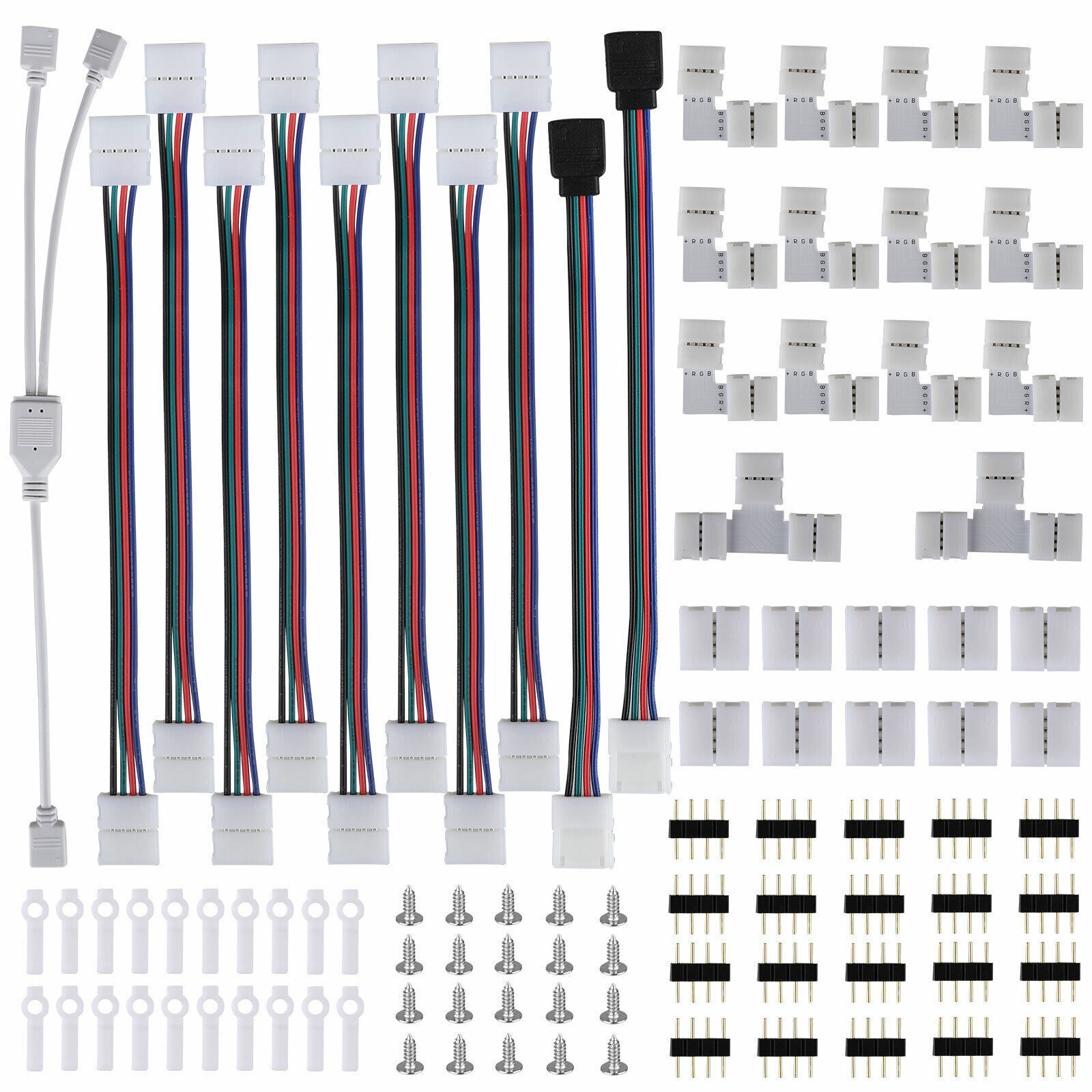 95pcs/Set 4Pin RGB 5050 LED Connector LED Strip Light Connectors ...