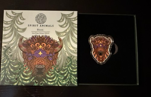 2021 Solomon Islands PAMP 1oz .9999 Fine Silver Spirit Animals Bison ...