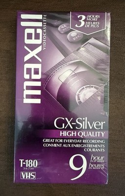 Maxell GX-Silver T-180 3-Hour Blank VHS Video Cassette Up to 9 Hours EP ...