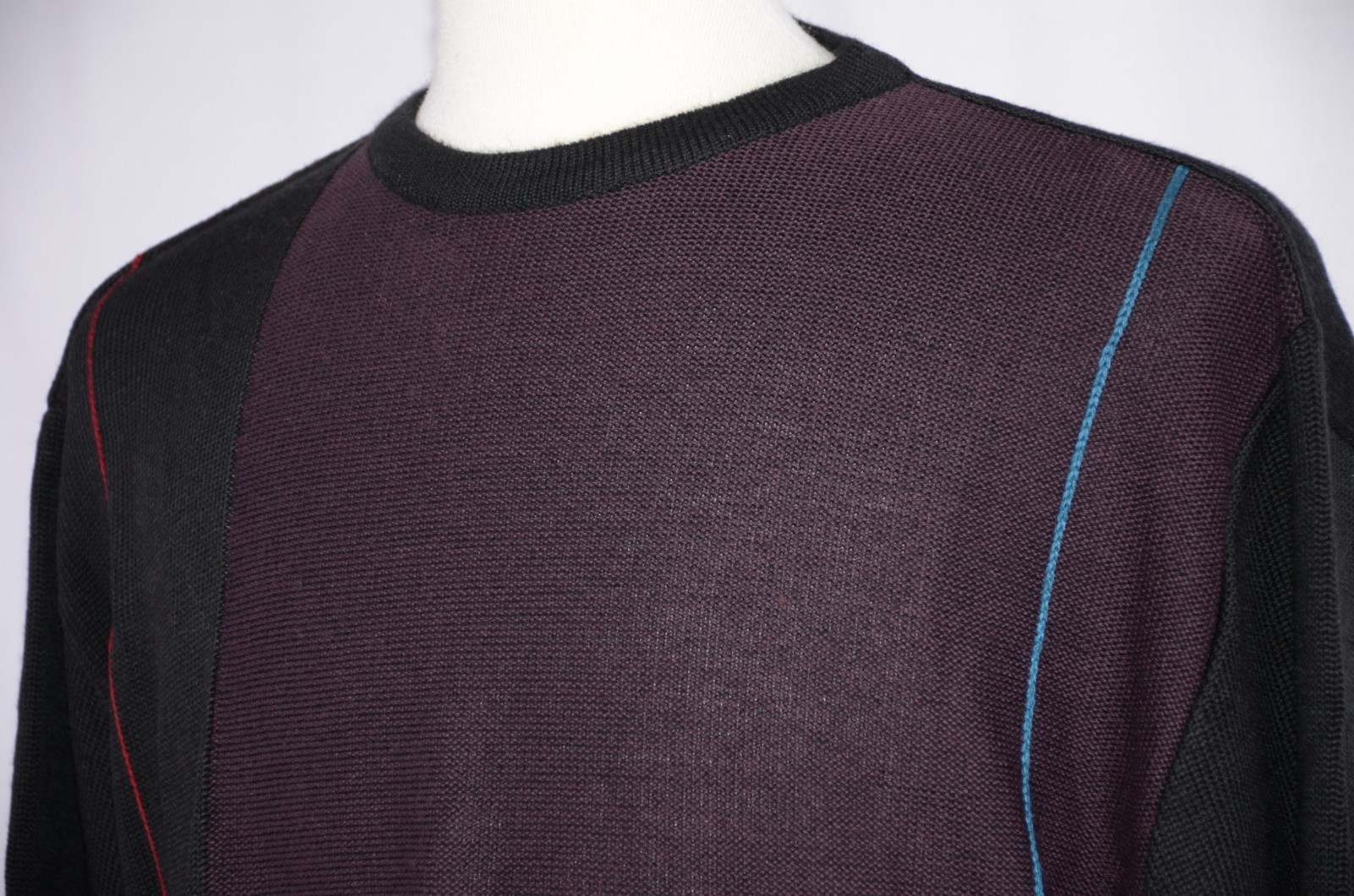 Lazo Men's Pullover Sweater Size 56 Italy Wool Blend Color Block Casual ...