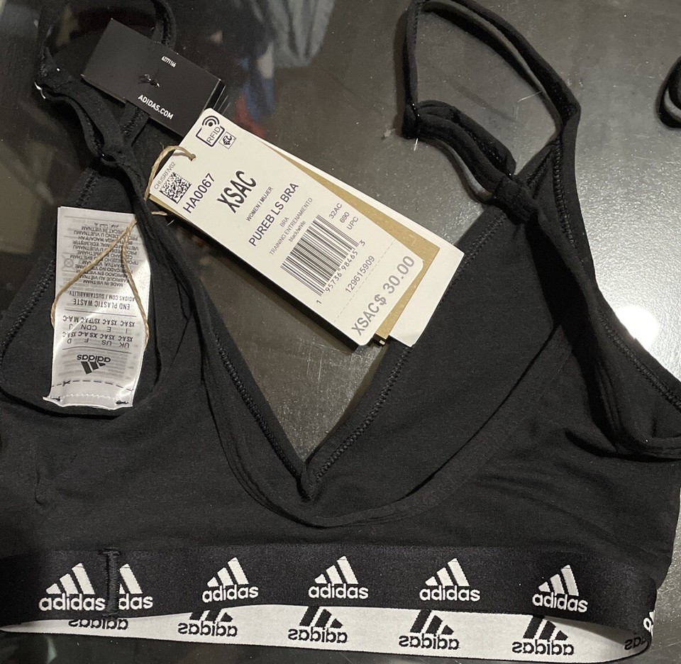 Lot (3) Adidas Purebare LS Black HA0067 Women's Size XSAC Training Bras ...