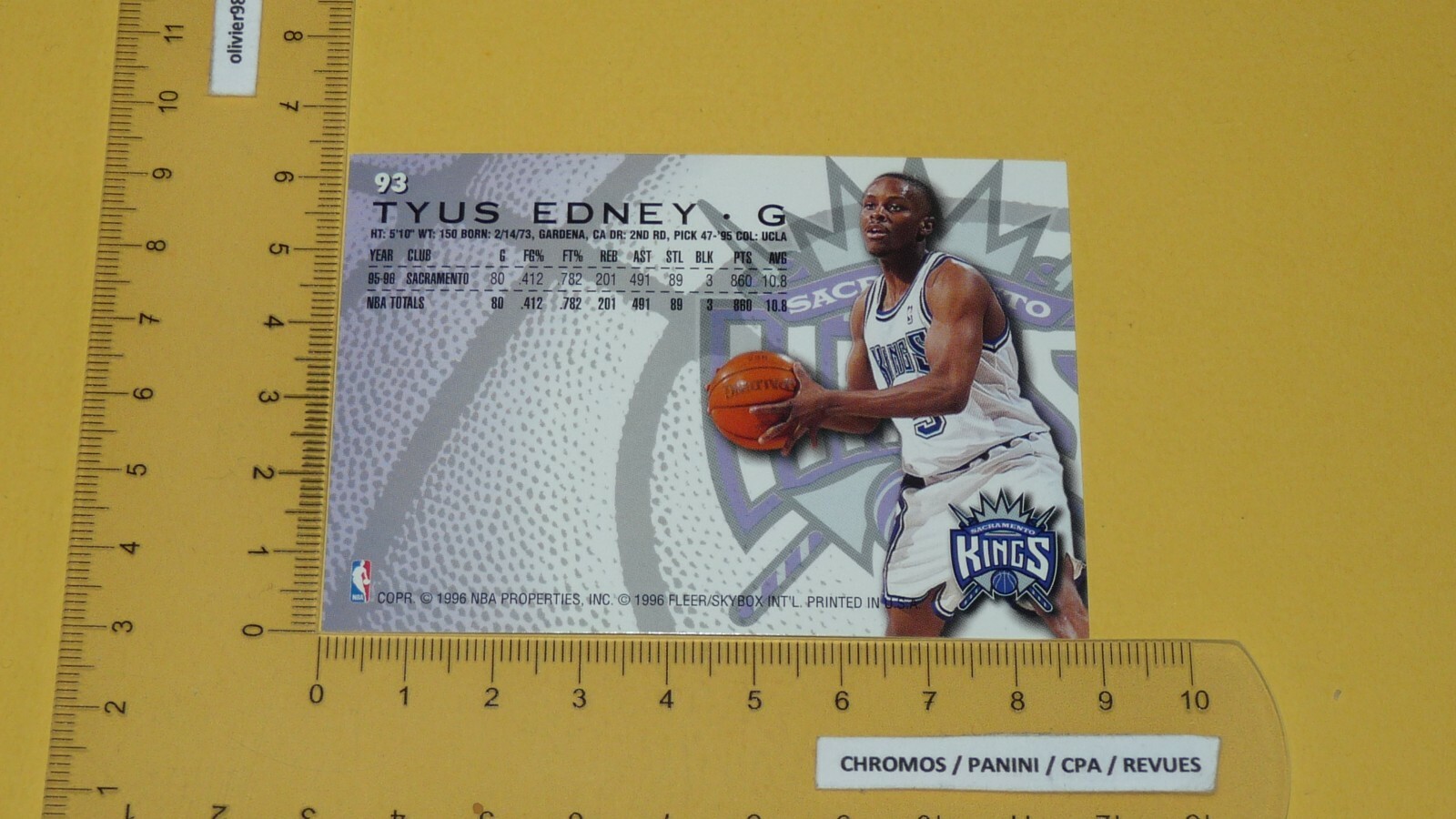 TYUS EDNEY SACRAMENTO KINGS 1996-1997 NBA BASKETBALL FLEER CARD | eBay
