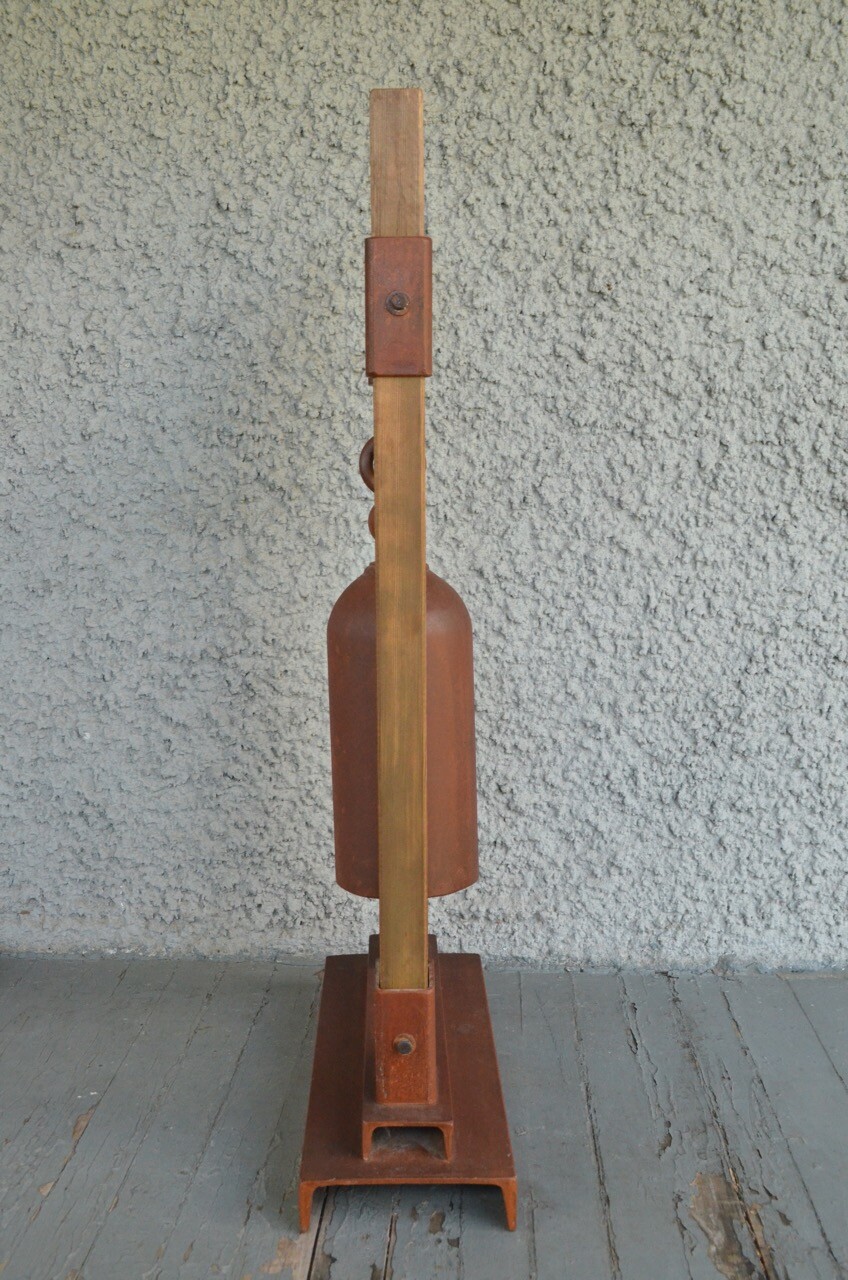 Large Vintage TOM TORRENS Bell Garden Sculpture. Cast Iron & Wood RARE ...