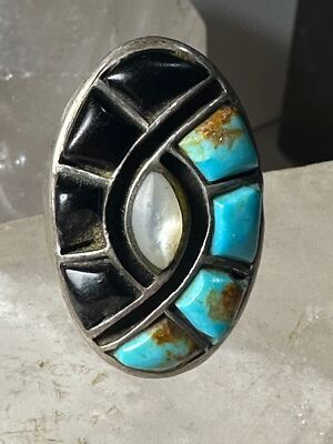 Hummingbird ring Turquoise onyx ring coral MOP size 9.25 southwest ...