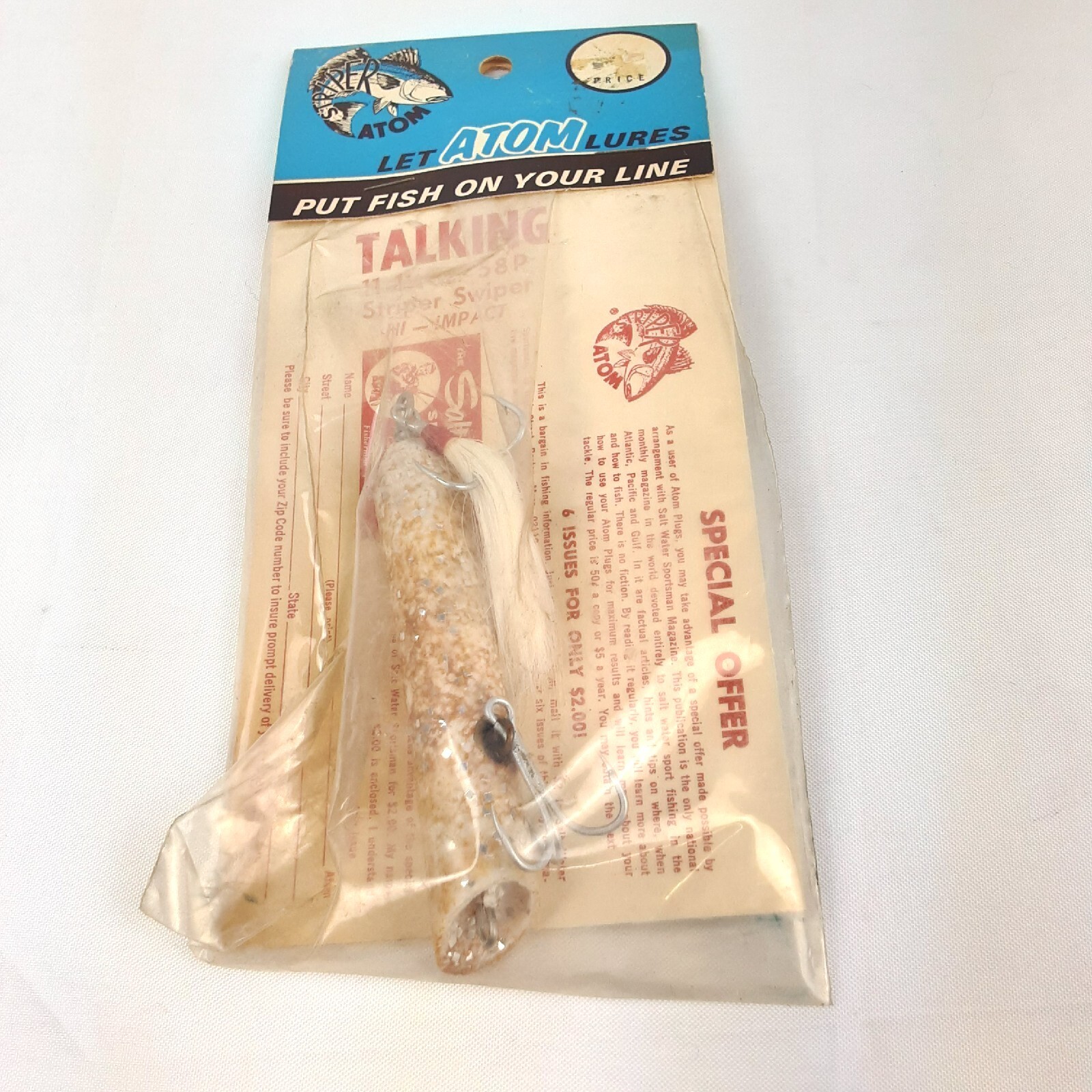 Vintage ATOM Talking Stripper Swiper Saltwater Fishing Lure 11-1 1/4oz ...