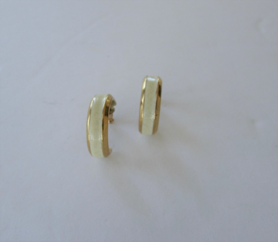 Pierced Earrings Black Navy Gold Drop Dangle Hoop Costume Jewelry VTG ...