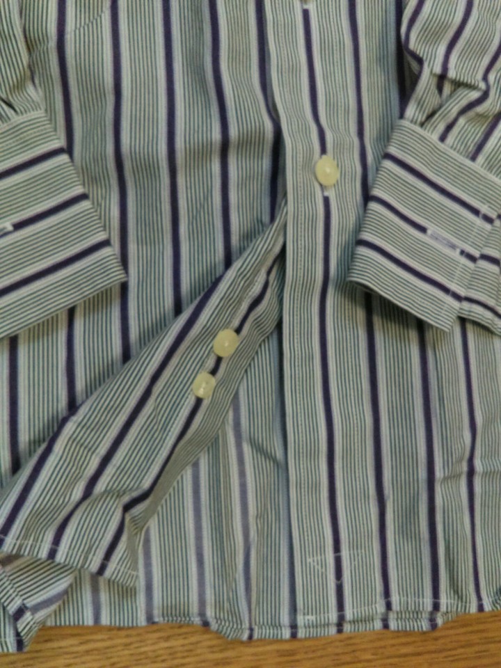 Michael Kors Purple Blue White Striped Long Sleeve Button Shirt XL 17 ...