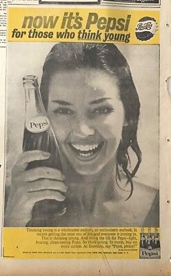 Large 1962 newspaper ad for Pepsi-Cola - for those who think young | eBay