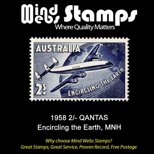 Australian Pre-Decimal Stamps 1958 2/- Qantas 'Round the World' Classic ...