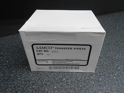 SAMCO SCIENTIFIC CO. CAT# 231 TRANSFER PIPETS 400/pk. | eBay