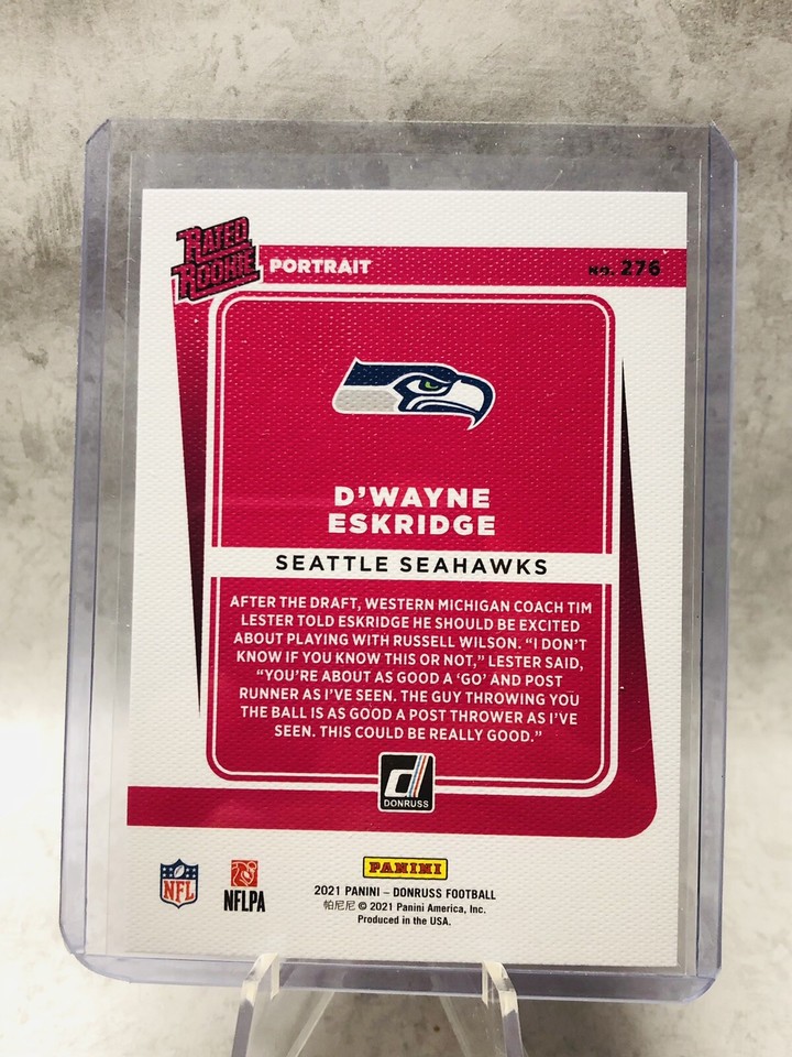 Dwayne Eskridge 2021 CANVAS PORTRAIT Donruss Rated Rookie FOOTBALL ...