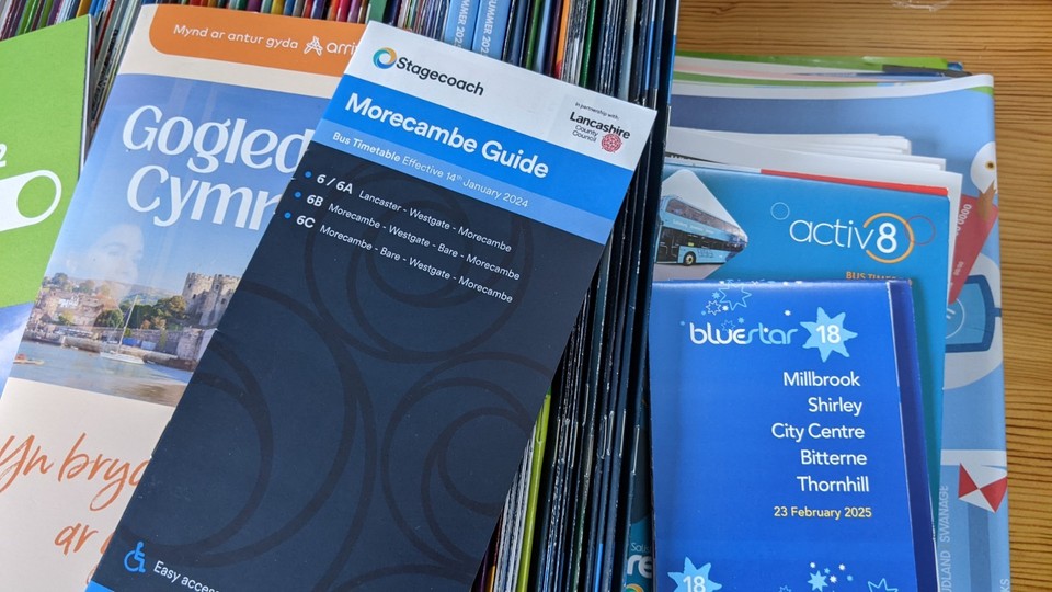 Huge Lot of over 250 Bus Timetable Leaflets / Booklets / Maps (mostly ...