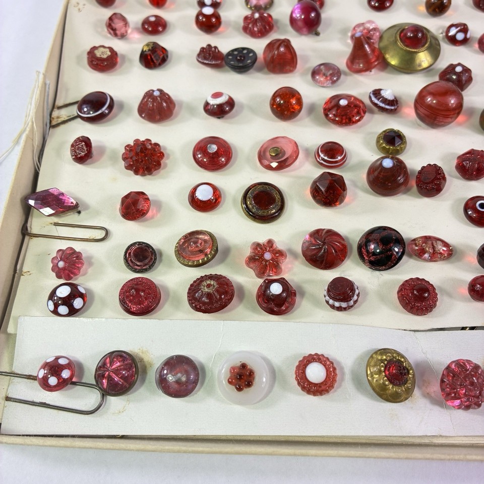 Lot Of 90 Vintage Ruby Glass Buttons Small Size Red/Cranberry/Pink | eBay