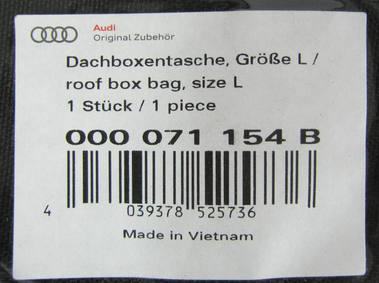 AUDI Roof Box Storage Carry Bag Large 82 Litres 82L A3 A4 A6 Q3 Q5 Q7 ...