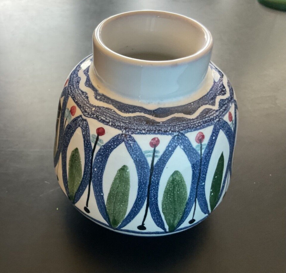 Graveren Norsk Pottery Vase Norway Ceramic MCM Scandinavian Blue 872/ ...