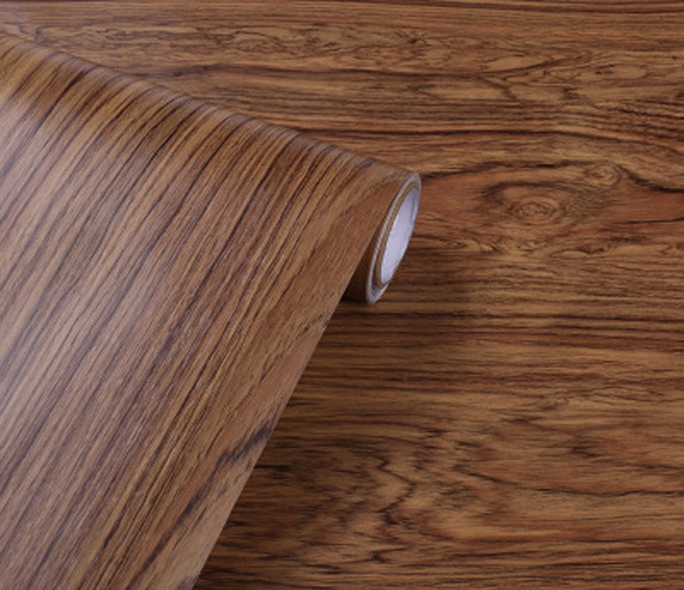 Waterproof Self-adhesive Wallpaper Furniture Cabinet Wood Grain Sticker ...
