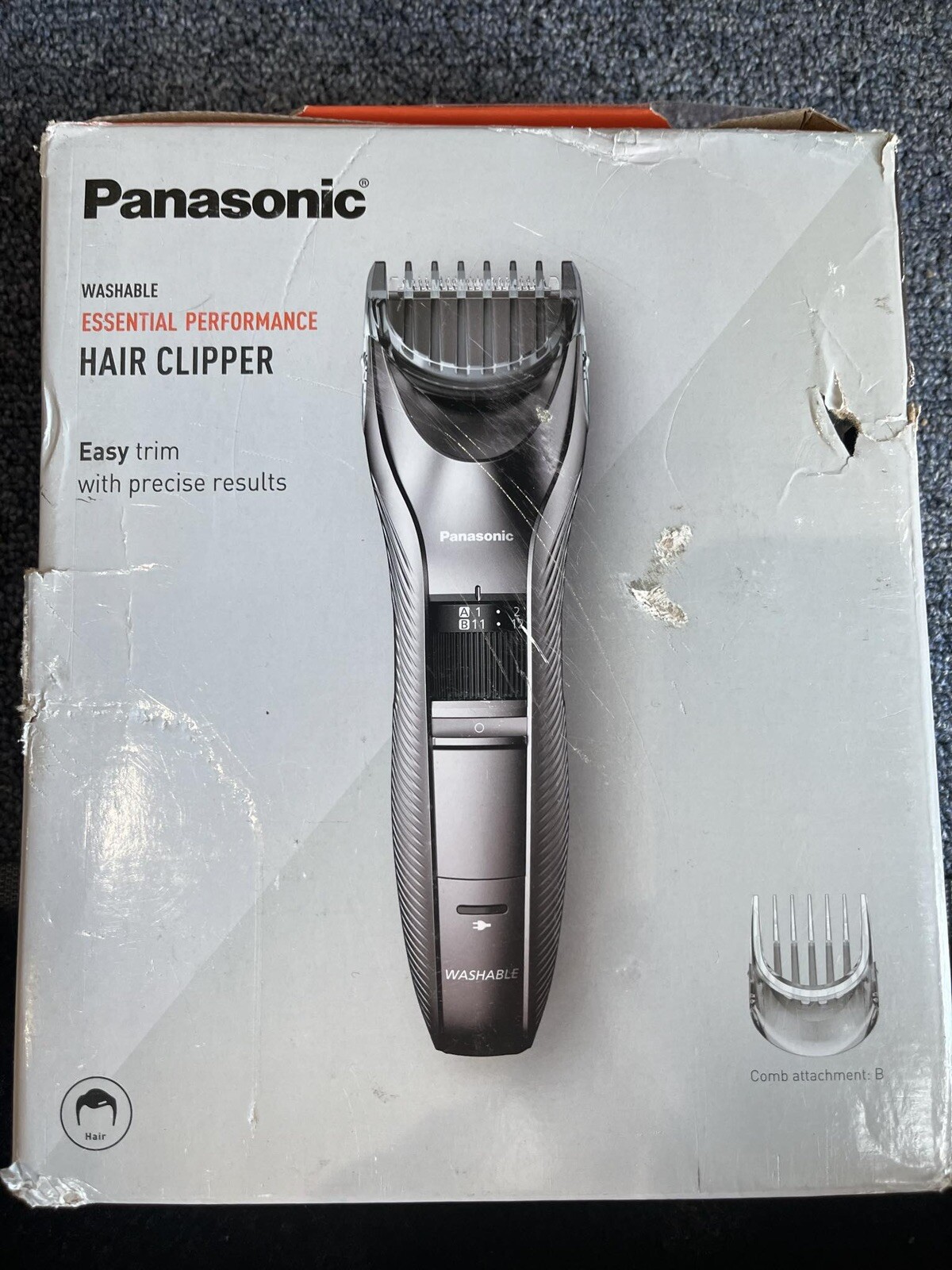 Panasonic ER-GC63 Black Rechargeable Hair Clippers With 2 Attachments ...