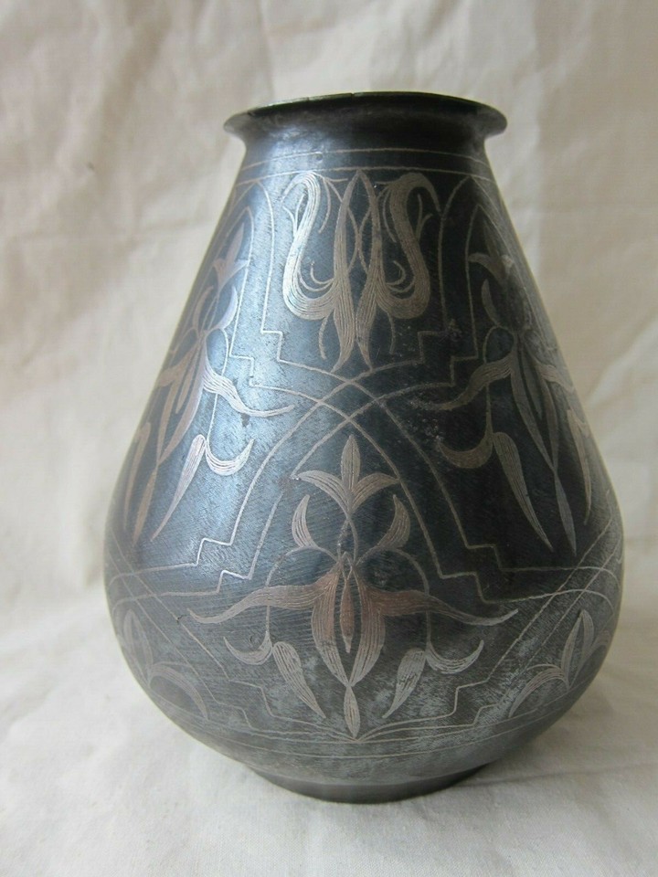 Antique Islamic Indo-Persian , iron with silver koftgari vase | eBay