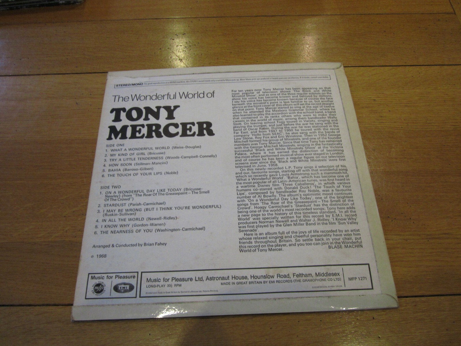 TONY MERCER - the Wonderful World of Tony Mercer - 1968UK 12-track ...