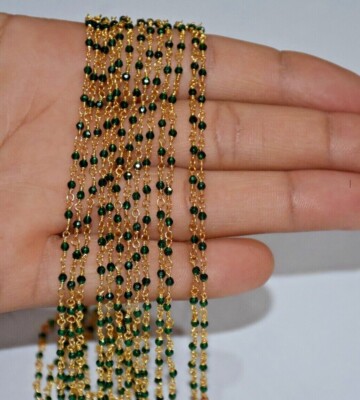 Bulk beaded 2mm green hydro beads jewelry making rosary chain, chain by ...