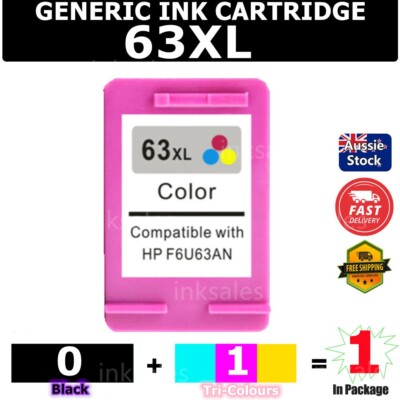 1x Generic 63XL 63 Colours ONLY Ink For HP Deskjet 1110 2130 3630 ...