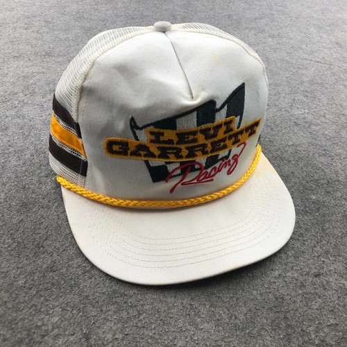 Vintage Levi Garrett Hat Cap Three Stripe Racing Trucker Snapback ...