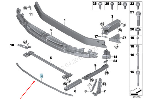 NEW BMW 2 F45 FRONT M SPORT BUMPER LOWER CRASH BAR 51118058977 2015 OEM ...