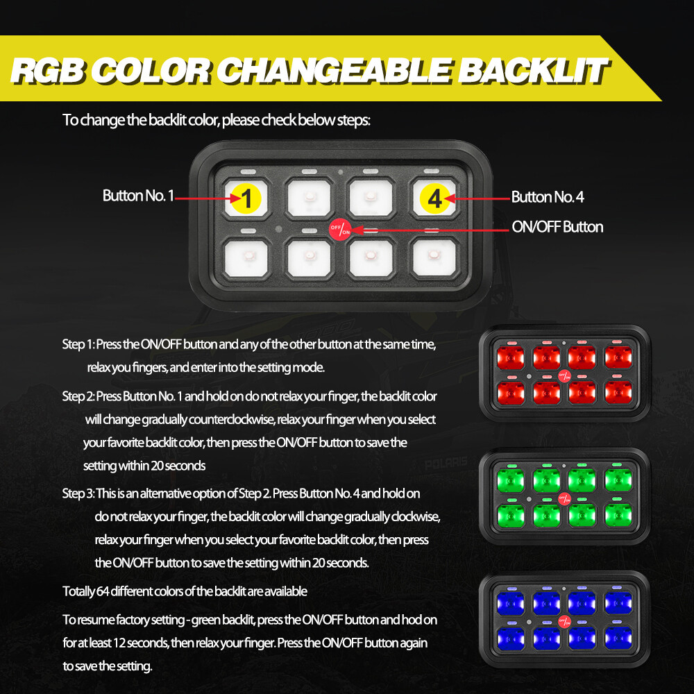8 Gang Switch Panel RGB Toggle Relay Circuit Control System For LED ...