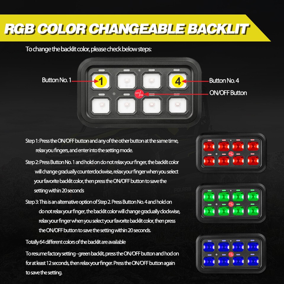 8 Gang Switch Panel RGB Toggle Relay Circuit Control System For LED ...
