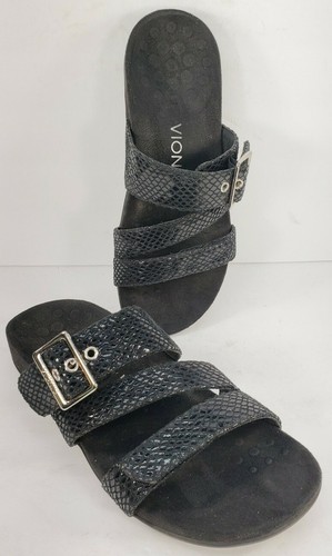 Vionic Skylar Womens Slide Strappy Sandals Sz 6M Black with Buckle ...
