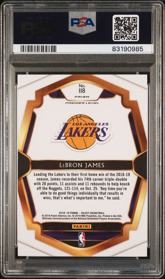 2018 PANINI SELECT ZEBRA PRIZM #118 LEBRON JAMES PSA 10 | eBay