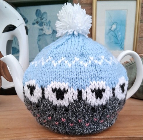 Hand Knitted Multi-Coloured Sheep Tea Cosy For A Large Teapot (6 - 8 ...