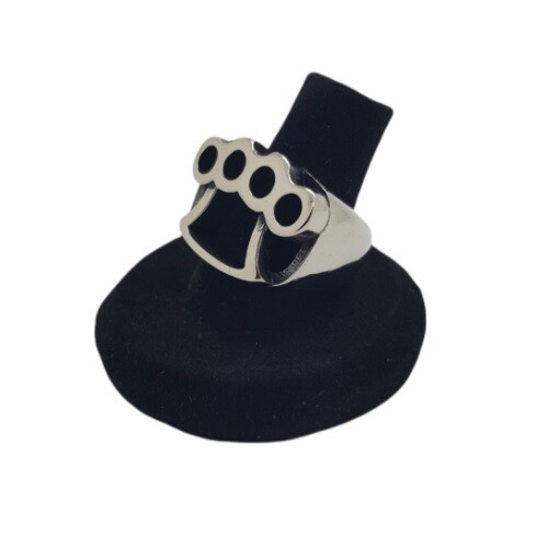 Fist Punch Ring Knuckle Boxing Fight Modern Silver Mens Women Stainless ...