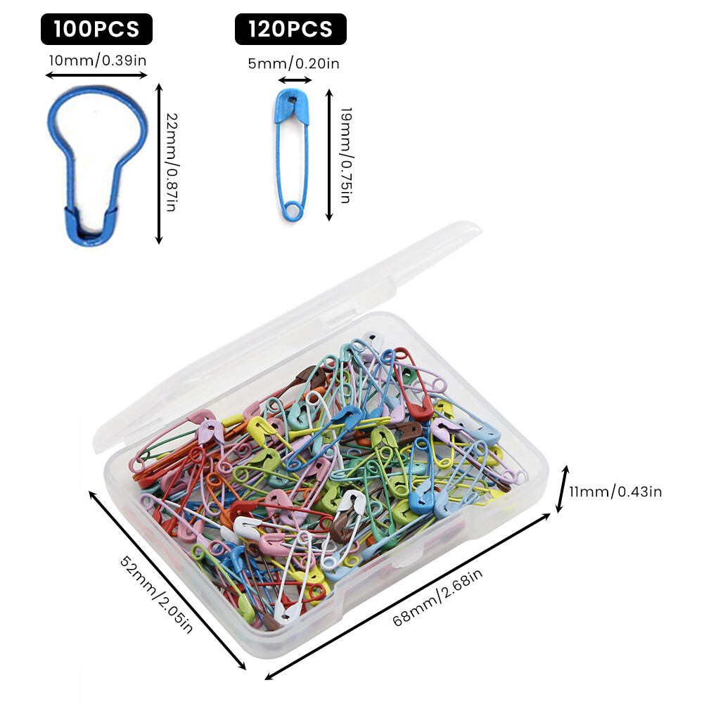 220pcs/2boxes Craft Safety Pin Set For Clothes Steel 19mm 22mm Tailor ...
