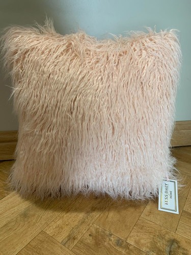 Tess Daly faux mongolian blush pink fluffy cushion including cushion ...