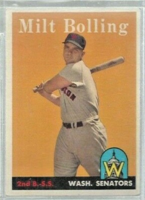 Milt Bolling 1958 Topps ML Baseball Trading Card # 188 Senators | eBay