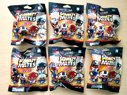 NFL 2025 Series 7 Squeezy Mates 6 Pack Lot Blind Bags Collectible ...