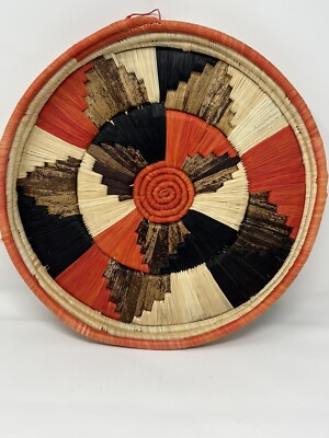 Round Wicker Flat Baskets Wall Hanging/Tray/Boho Chic/Farmhouse MCM 13 ...