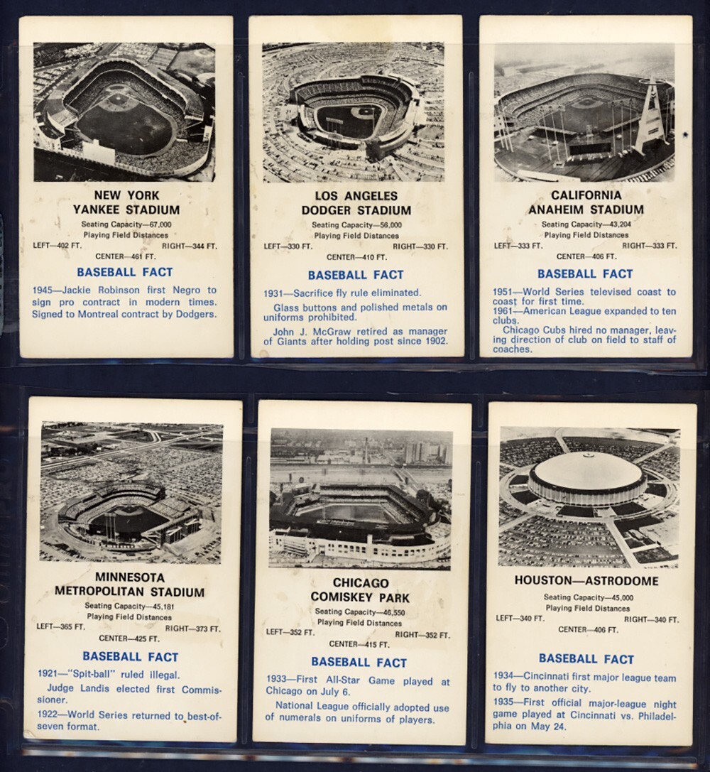1969 Fleer Stadium Baseball Fact Card lot of 6 | eBay