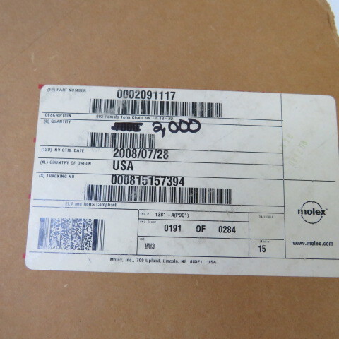 Molex 02-09-1117 Qty of 126 per Lot TERMINAL SOCKET | eBay