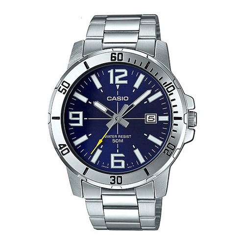 CASIO MTP-VD01D-2B Stainless Steel Quartz 50M WR Men Metal Band Wrist ...