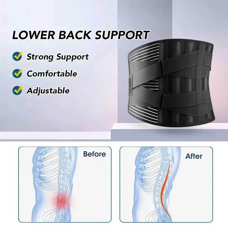 Double Pull Lumbar Lower Back Support Belt Brace Neoprene for Spine Pain Posture | eBay UK