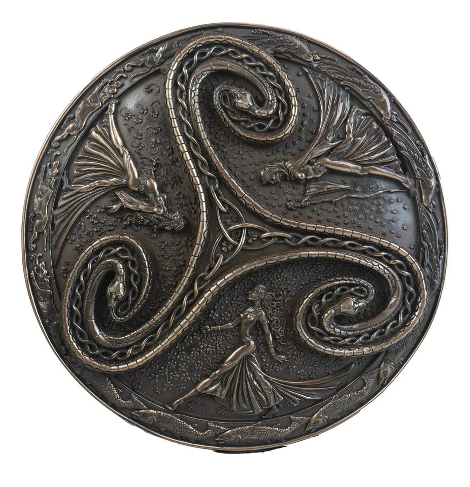 Wiccan Triple Goddess Triskele Spiral Serpent in Rune Circle Wall ...