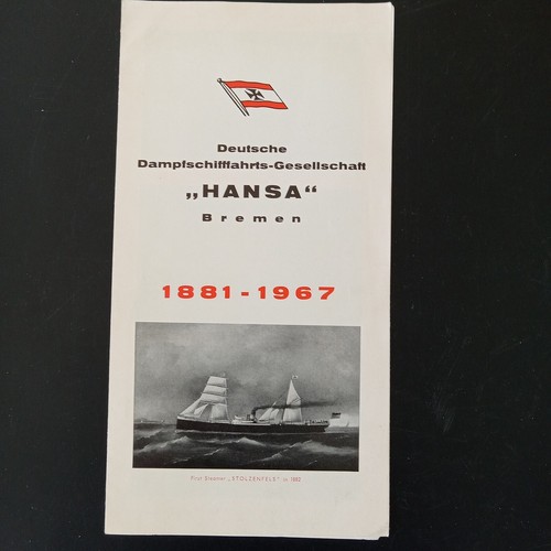 German Steamship Company „HANSA" 1881-1967 History Ships Fleet 1967 ...