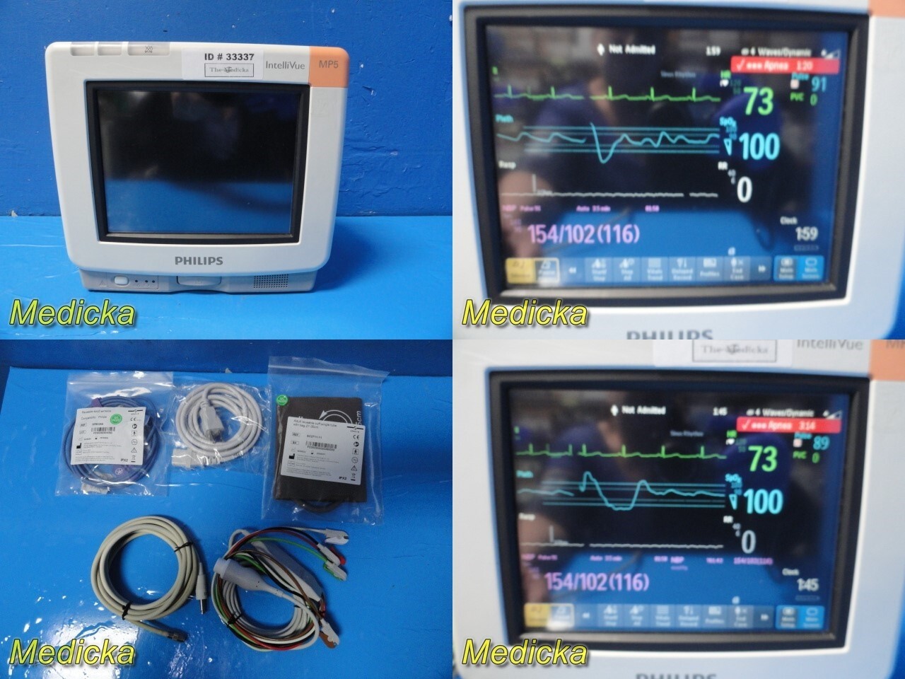 2013 Philips Intellivue MP5 Patient Monitor M8105A W/ NBP ECG SpO2 ...