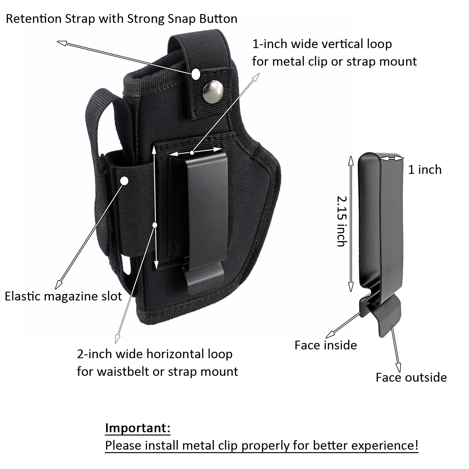 Tactical Vehicle Holster Car Holster for Pistol with Mag Slot and 2 ...