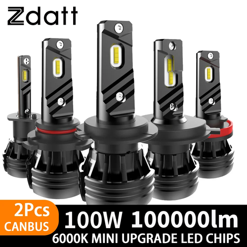 Zdatt H7 LED Headlights Super Bright 100W 6000K Canbus for H1 H4 H8 H9 ...